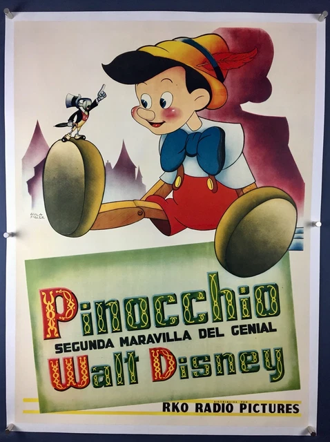 PINOCCHIO ORIGINAL SPANISH One Sheet Movie Poster 1940 Walt Disney on ...