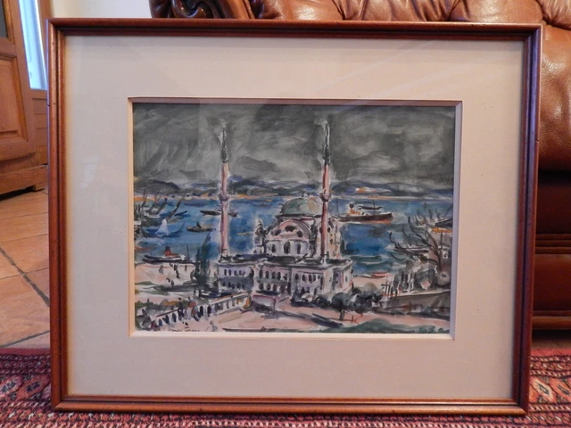 ANCIENNE AQUARELLE ORIGINALE Mosquée à Istanbul Signé ANDRE FRAYE (1889 - 1963) EUR 330,00 ...