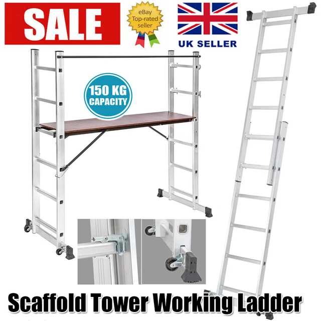 ALUMINIUM SCAFFOLDING LADDER Work Platform 3IN1 Combination Multi ...