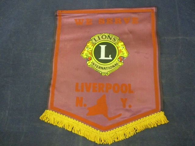 VINTAGE LIONS CLUB Banner Flag Liverpool New York WE SERVE £23.53 ...