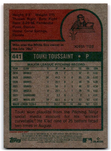 2024 TOPPS HERITAGE Touki Toussaint Chicago White Sox #441 EUR 1,12 ...