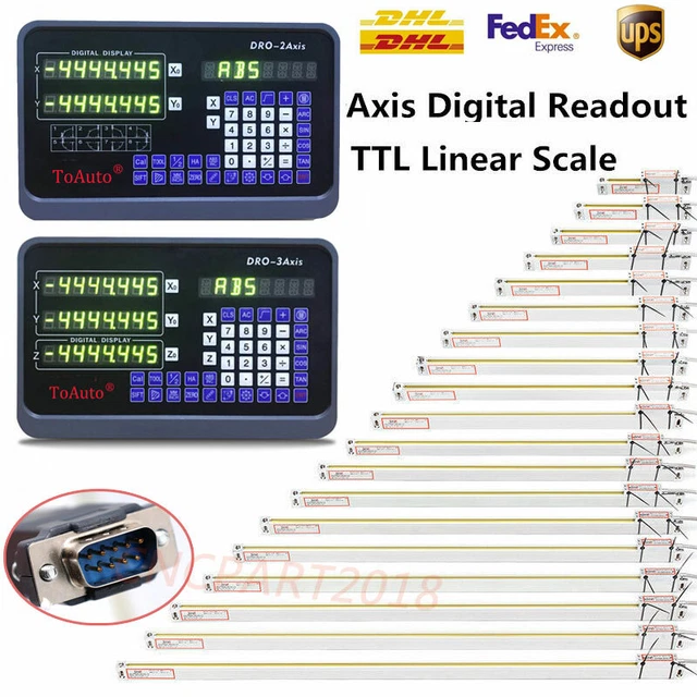 2/3 AXIS DIGITAL Readout Linear Scale DRO Display Glass Sensor ...