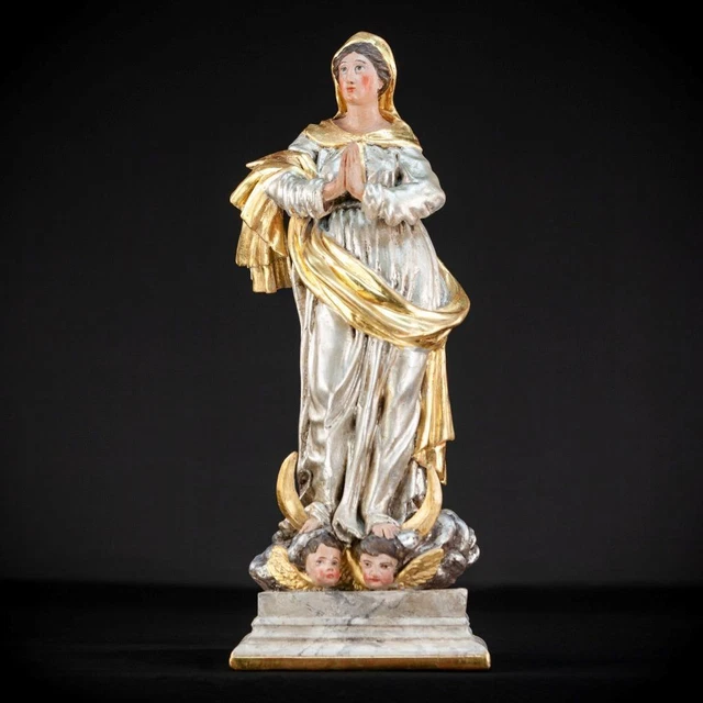 VIRGIN MARY IMMACULATE Conception Sculpture | 1800s Madonna Wood Statue ...