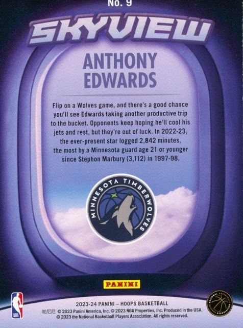 ANTHONY EDWARDS 2023-24 Hoops Skyview Minnesota lupi di legno #9 EUR 2 ...
