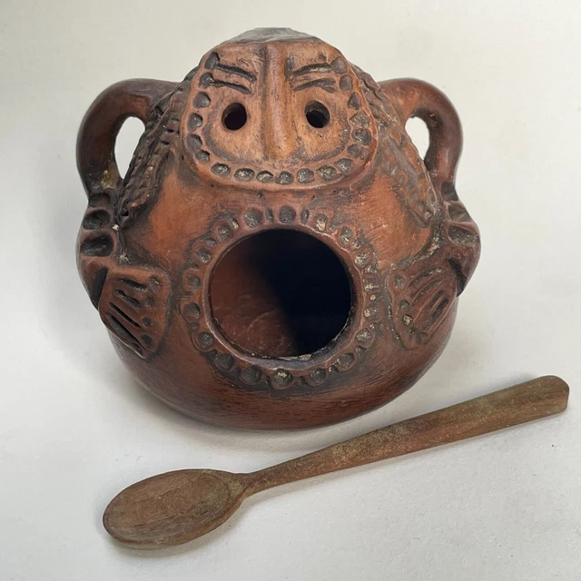 VINTAGE CLAY STUDIO Pottery Salt Pig Cellar Rustic Figure Signed ...