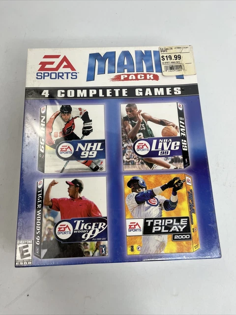 EA SPORTS MANIA PACK SEALED BOX NHL 99, NBA Live 99, TIGER WOODS 99 ...