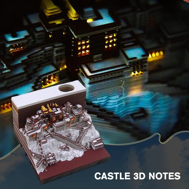 3D CASTLE NOTEPAD 2024 Calendar Memo Pad Block Notes Stationer Paper ...