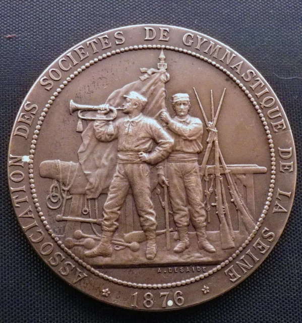 MÉDAILLE BRONZE ASSOCIATION des sociétés de gymnastique de la Seine 1876 Desaide EUR 9,99 ...