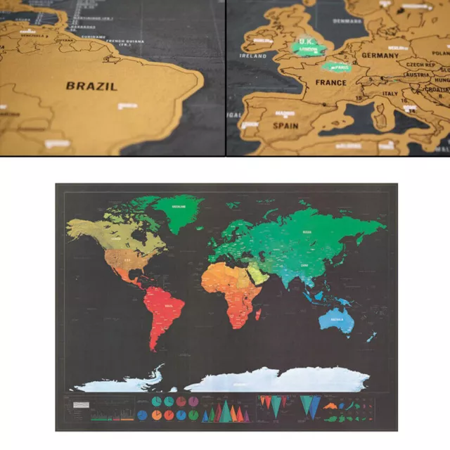 WORLD MAP POSTER Deluxe Scratch Off Journal Log Giant Map Of The World ...