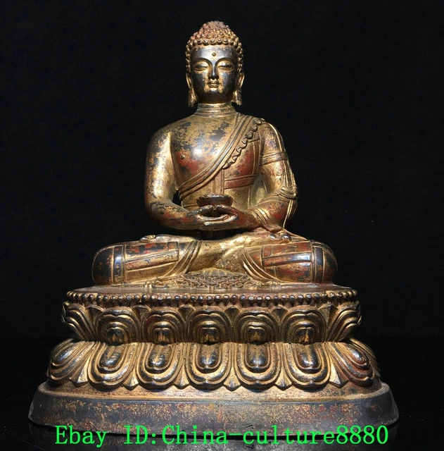 10.6 &VIEUX BOUDDHA Shakyamuni assis en cuivre tibétain doré EUR 255,00 - PicClick FR
