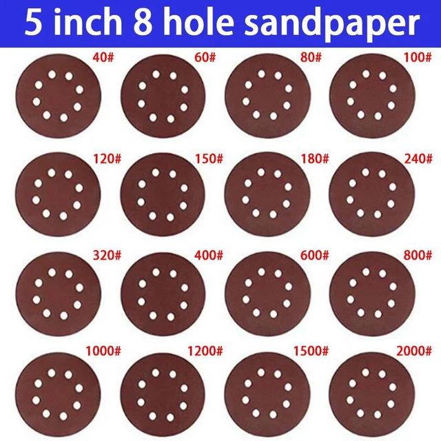 8 HOLE SANDING Discs Oxide Dry Sandpaper Polished Red Sandpaper Self ...