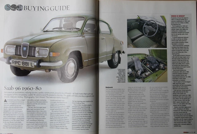 ORIGINAL 2001 CC Buying Guide magazine article: SAAB 96 (1960-80) £5.92 ...