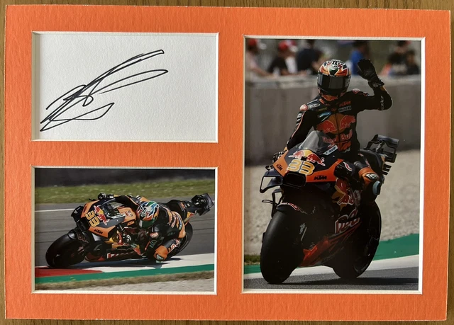 BRAD BINDER MOUNTED Signed White Card Display A4 MotoGP KTM Red Bull ...