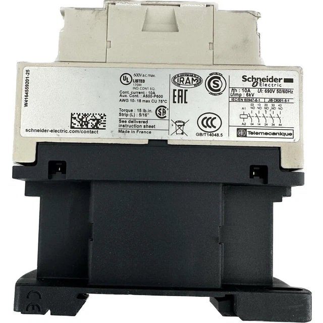 SCHNEIDER ELECTRIC CAD50P7 230V 50/60Hz Auxiliary Contactor $42.23 ...