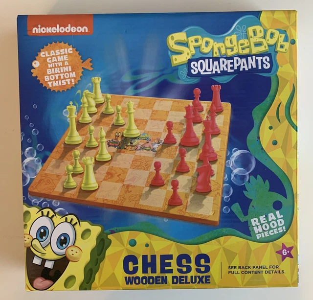 NICKELODEON SPONGEBOB CHESS Set NIB Game Deluxe Wooden Sealed Family ...