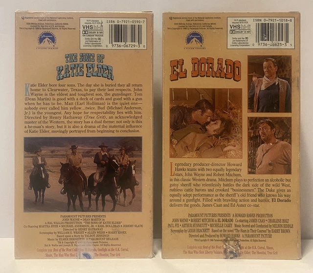 LOT OF 2 - Classic Western VHS Movies, El Dorado, The Sons Of Kate ...