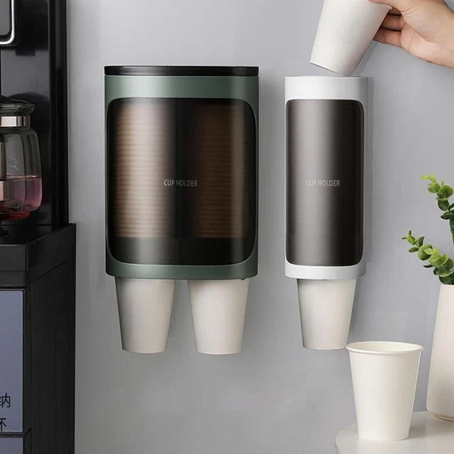 WALL MOUNTED PAPER Cup Holder Storage Rack Automatic Disposable Cups ...