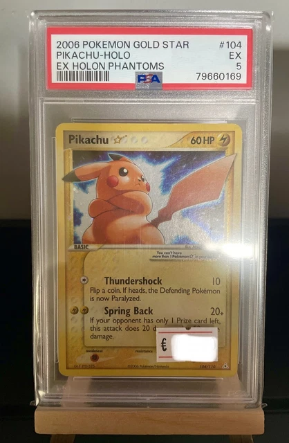 POKEMON CARD-PIKACHU-GOLD STAR-EXC-GRAAD-PSA5-HOLO-EX Holon Phantoms ...