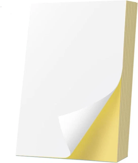 LABEL STICKER PAPER, 50 Sheets A4 Full-Page White Matte Printable Self ...