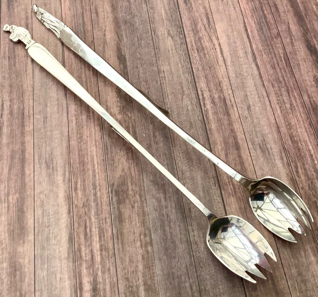 ANTIQUE LONG CHUTNEY SPOONS x2 HOOKS CORONATION GEORGE V TOM TOM MAN ...