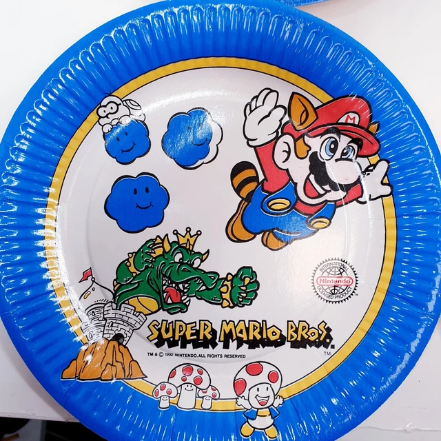 SUPER MARIO BROS 1992 9 x Paper Plate Birthday Party Unused Bundle Lot ...