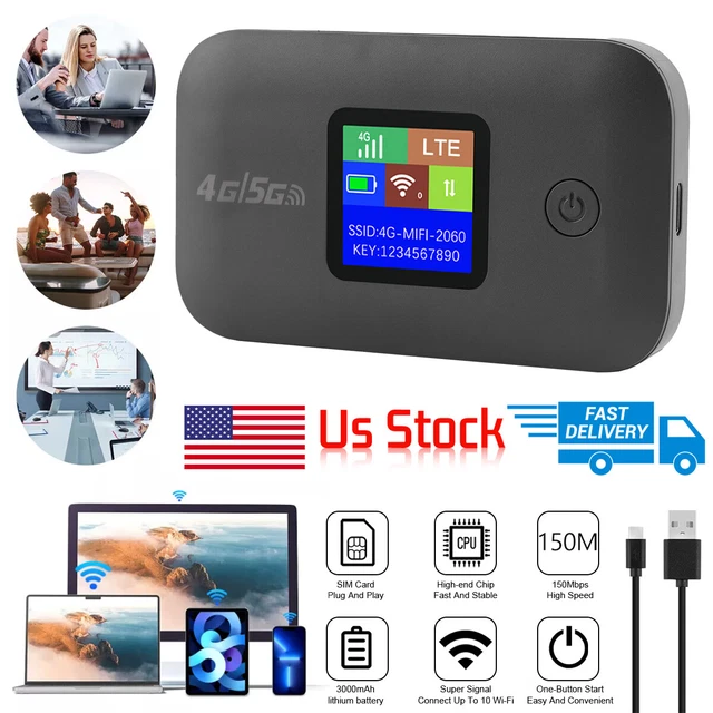 PORTABLE 4G/5G LTE Wireless WiFi Router Mobile Broadband MIFI LCD ...