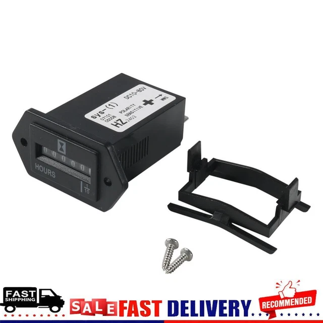 DC 10-80V MECHANICAL Hour Meter Complete-Seal Timer Gauge Hour Counter ...