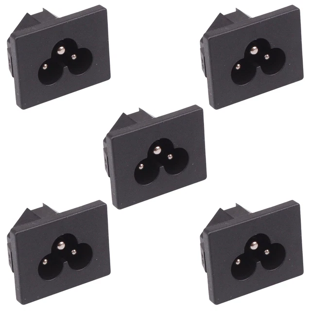 5 X C6 Panel Mount Inlet Power Socket Connector Solder Terminals £4.49 ...