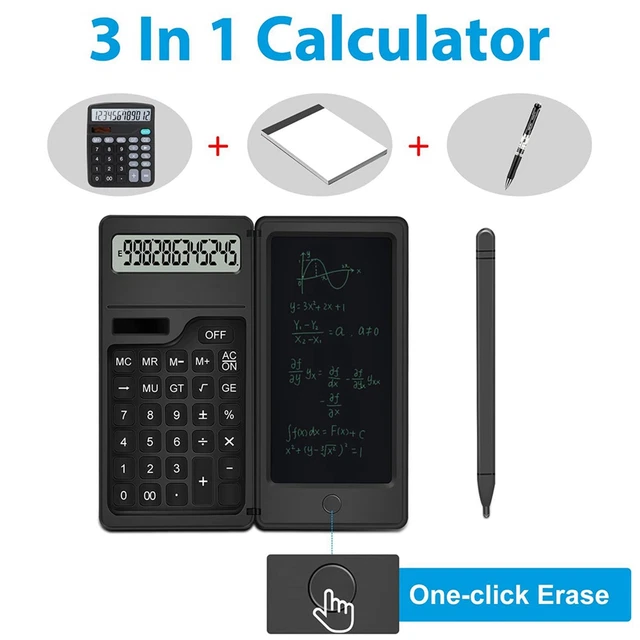 2X CALCULATOR WITH Notepad, 12 Digits LCD Display Solar Desktop ...