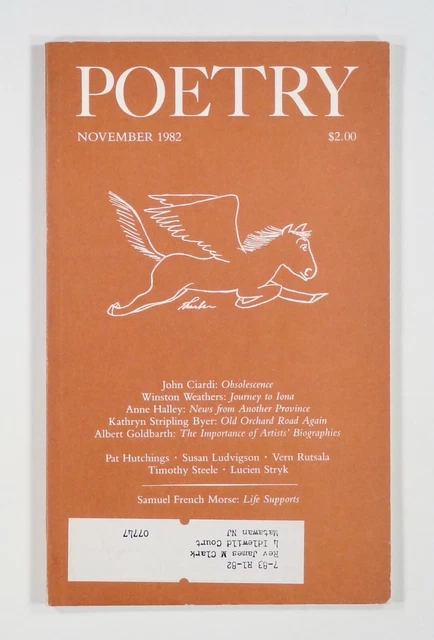 1982 NOV POETRY John Ciardi Albert Goldbarth Samuel French Morse Anne ...