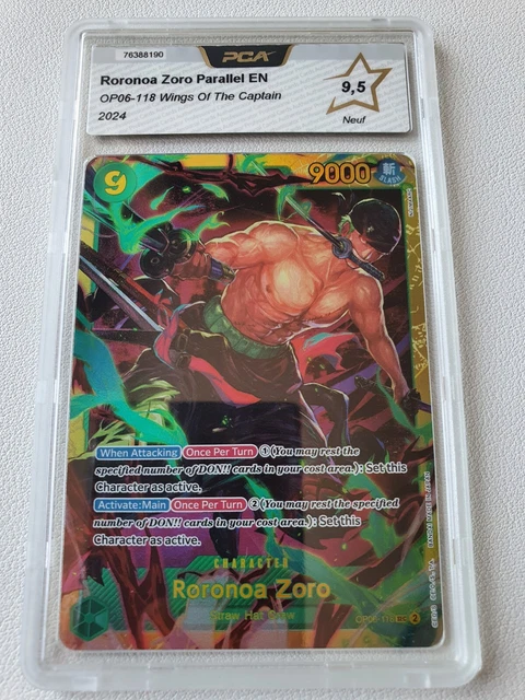 CARTE ONE PIECE PCA 9,5 Roronoa Zoro Parallel EN Op06-118 Ultra Rare PCA 9,5 EUR 12,00 - PicClick FR