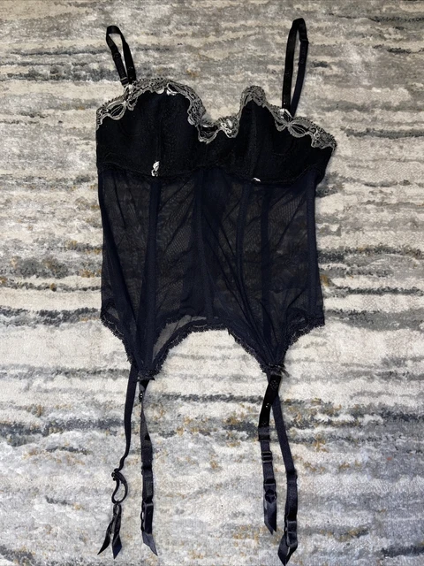 2008 Rare Victorias Secret Boned Black Lace Sexy Corset Bustier W
