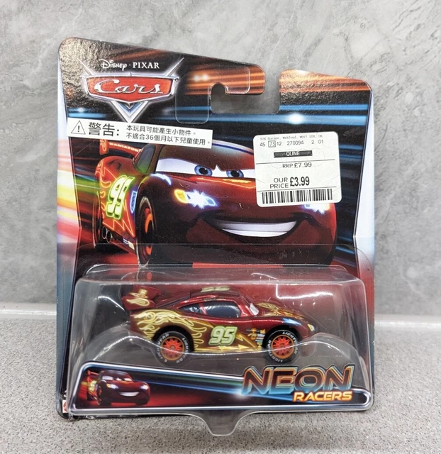 DISNEY PIXAR CARS Lightning McQueen Neon Racers Mattel 1:55 Scale BNIB ...