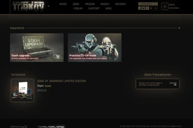 ESCAPE FROM TARKOV Edge Of Darkness EFT EOD EU Account + Arena Access ...