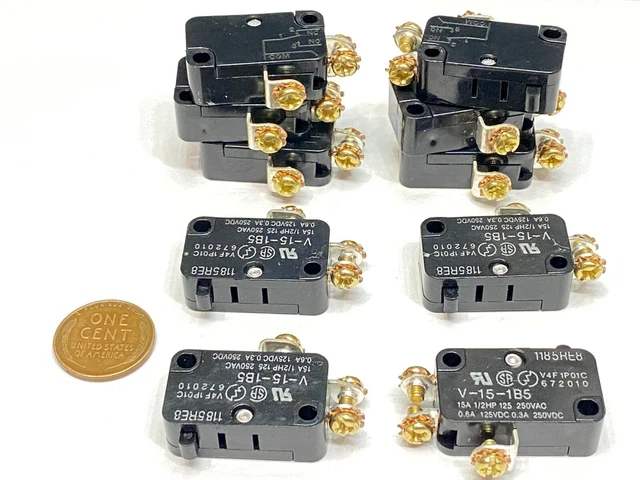 10 X LIMIT switch Black v-15-1b5 No lever SPDT micro 3pin screw ...
