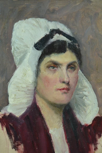 BEAU TABLEAU ANCIEN Portrait Femme coiffe Costume Normandie N°3 atelier ... BEAU TABLEAU ANCIEN Portrait Femme coiffe Costume Normandie N°3 atelier ...
