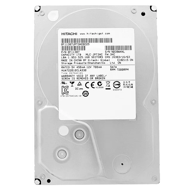 DISQUE DUR HITACHI 1Tb HUA722010CLA330 32Mb Cachette 7200Rpm SATA II 3. ...