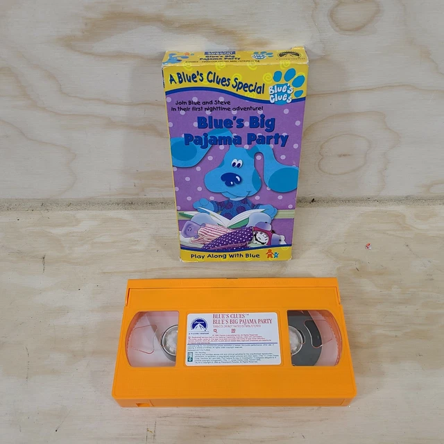 BLUE'S CLUES - Blue’s Big Pajama Party (VHS 1999, Sleeve) Orange Tape ...