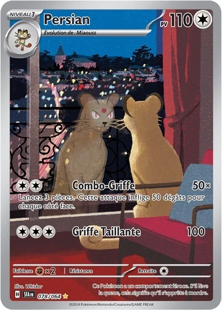 CARTE POKÉMON PERSIAN 078/064 SFA Fable Nébuleuse Illustration Rare FR ...