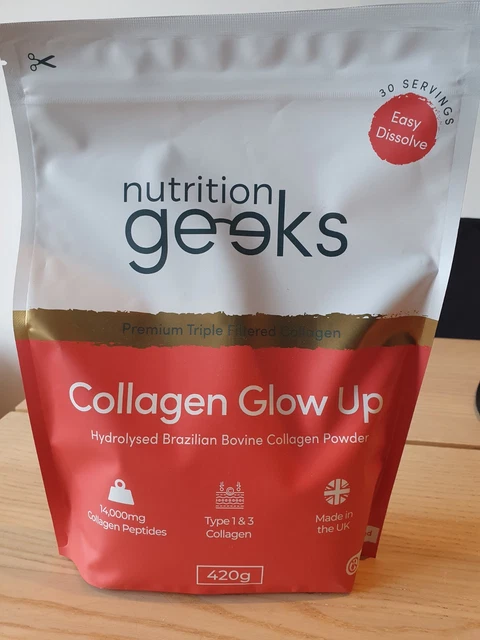 NUTRITION GEEKS Collagen Glow up Powder New & Improved 14000Mg 420G 30 ...