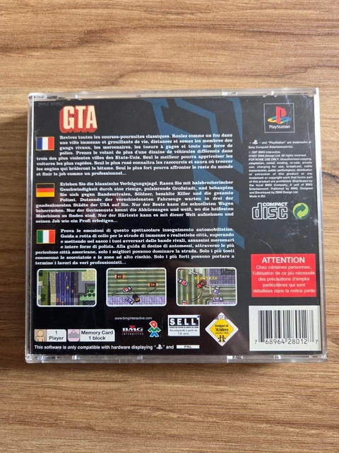 GRAND THEFT AUTO GTA 1 Sony Playstation 1 PS1 PAL European Erstausgabe ...