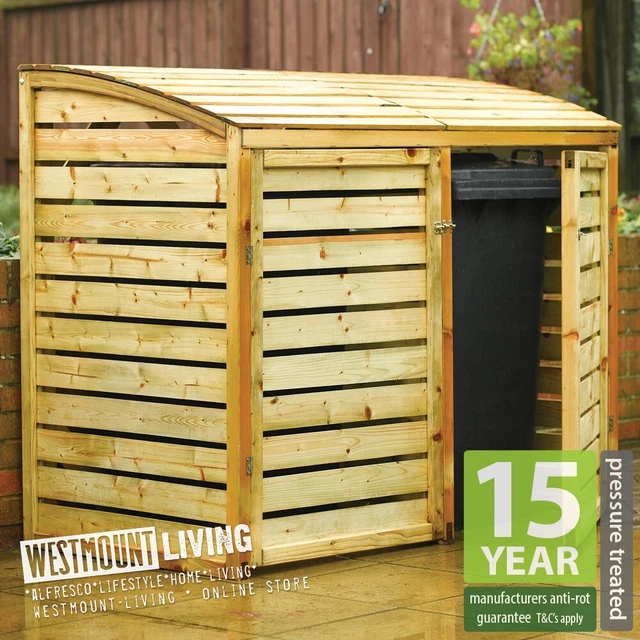 DOUBLE TRIPLE DUSTBIN Store Shed Garden Wheelie Bin Storage Rubbish ...