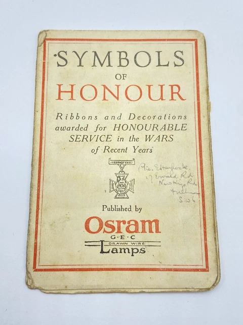 WW1 BRITISH SYMBOLS Of Honour Leaflet Decorations Awarded For ...