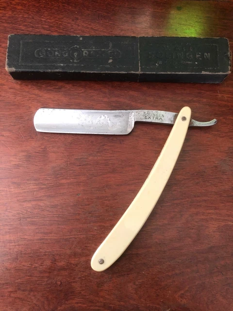 ANTIQUE / VINTAGE German Made GONG Solingen Extra Straight Razor in ...
