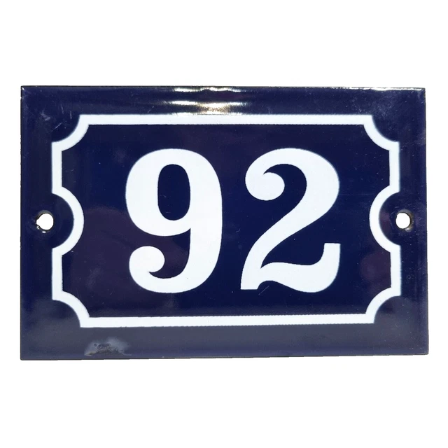 VINTAGE FRENCH BLUE house address number enamel sign plaque 92 Paris ...