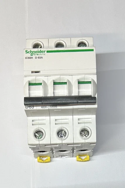 SCHNEIDER MCB 63 Amp Acti9 iC60H Type D 63A Triple Pole 3 Phase Breaker A9F54363 £18.00 ...