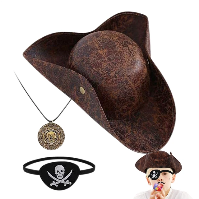 PIRATE HAT WITH Eye Patch and Ring Halloween Costume Cosplay Accessory ...