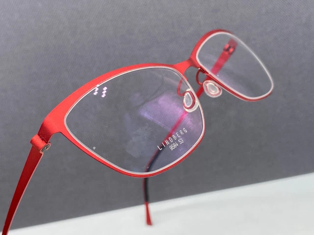 LINDBERG EYEGLASSES FRAMES Woman Red Square Rectangular Titanium Spirit ...