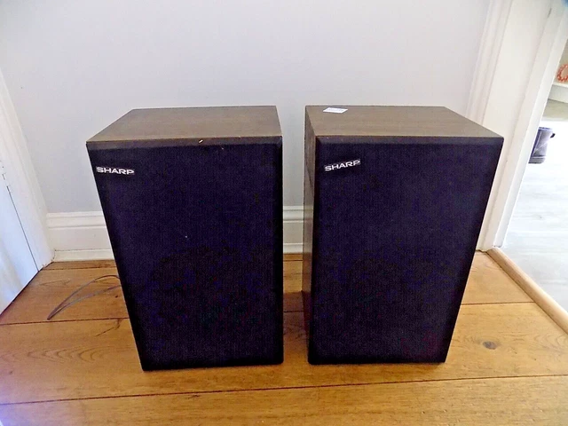 SHARP CP-270E LARGE Pair of Brown Speakers 25W UNTESTED Sold as SPARES ...
