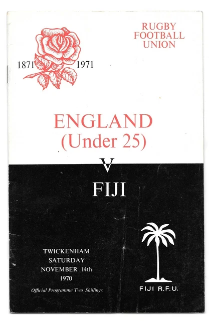 ENGLAND U25 V Fiji 1970 Rugby Programme £3.00 - PicClick UK
